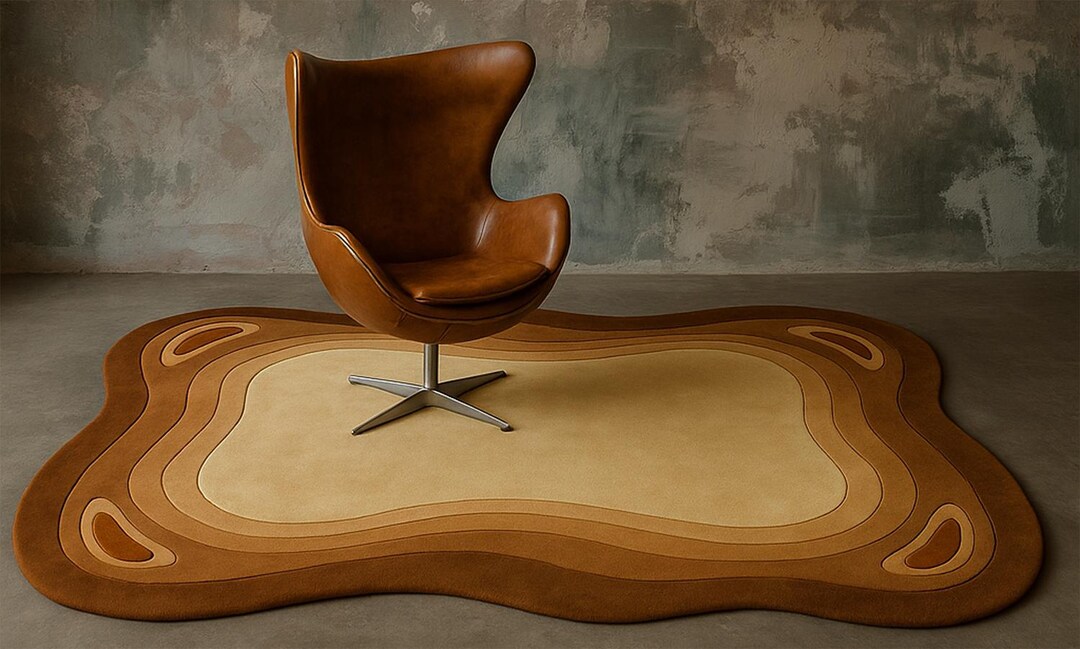 Irregular Handmade Organic Topographic Layered Rug – Earth Tone Modern ...