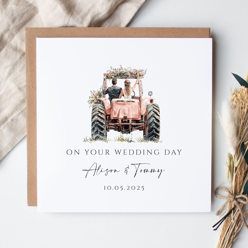 Personalised Tractor Wedding Card: Farming Couple Gift - Etsy UK