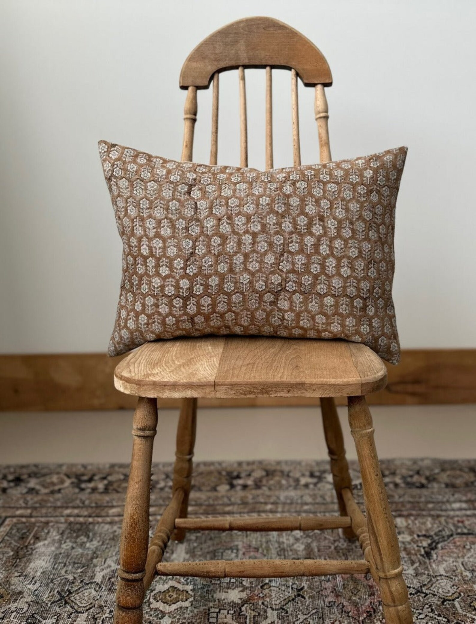 Liam Brown Small Floral Block-printed Linen Pillow Cover - Etsy