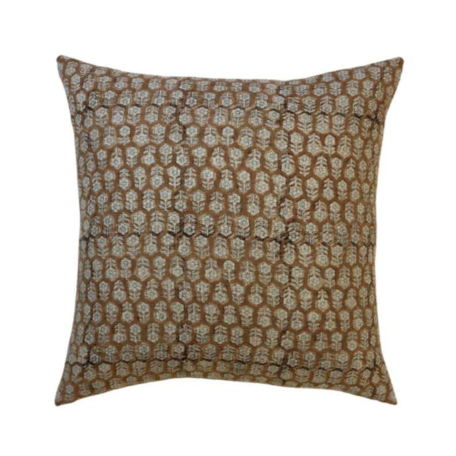 Liam Brown Small Floral Block-printed Linen Pillow Cover - Etsy