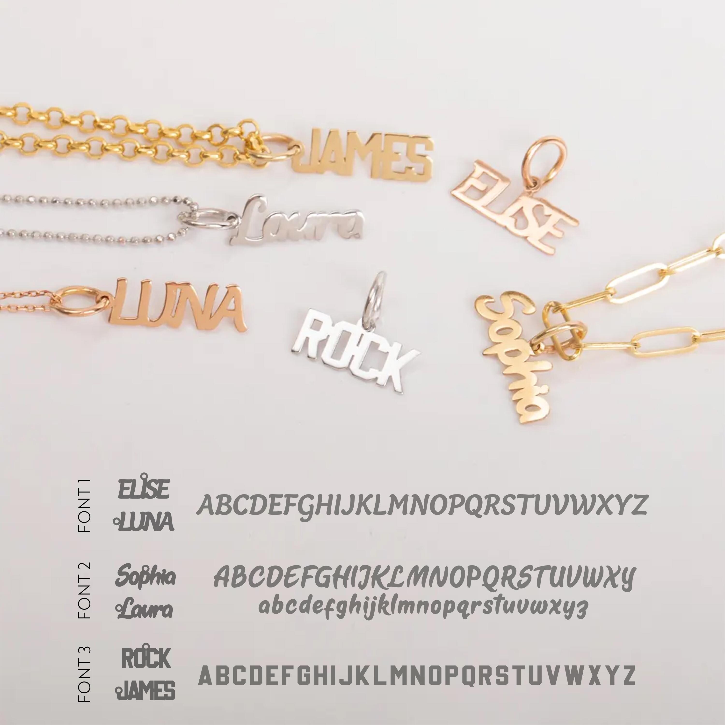 Custom Solid Gold Name Horizontal Pendant Add-on - Personalized 14k/18k ...
