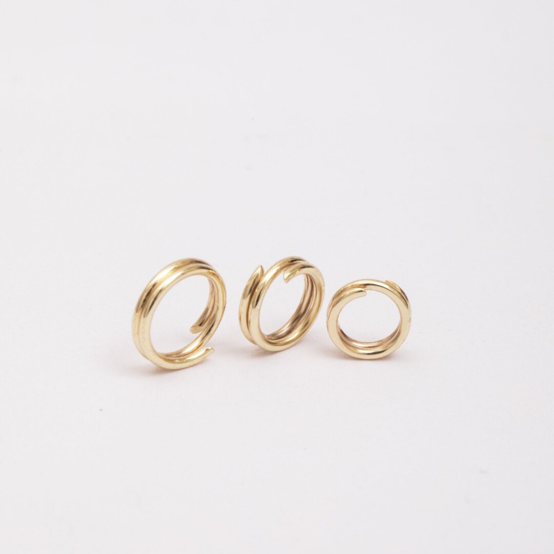 14K or 18K Solid Gold Double Jump Rings Rose White Gold 7mm 8mm 9mm ...