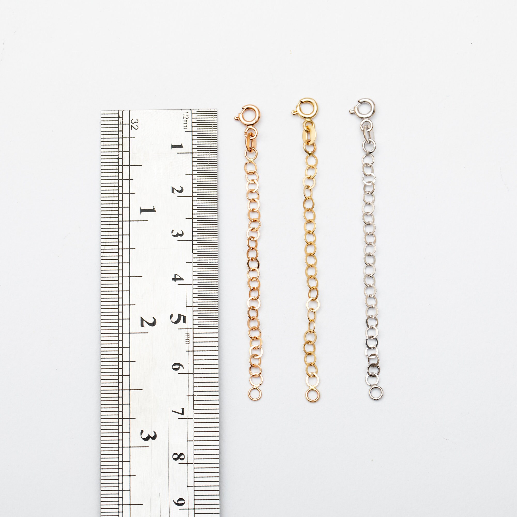 Extension Chain 14K 18K Solid Gold 3.00 Mm Round Link Spring - Etsy