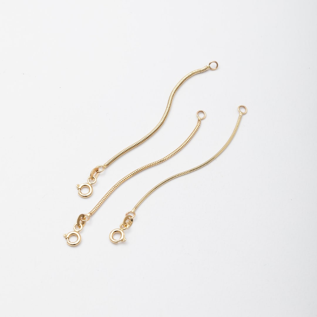 Snake Round Chain Extender in 14K Real Gold, Chain Birthday Gift ...