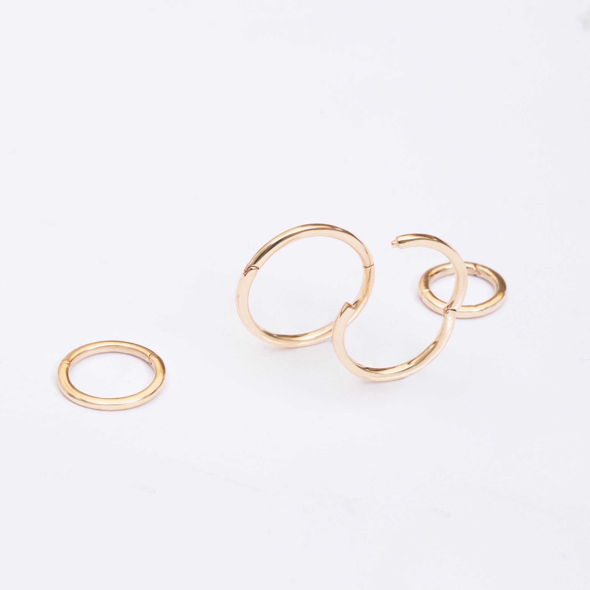 Clicker Round Gold Connector, 14K 18K Solid Gold Removable Hinged Round ...