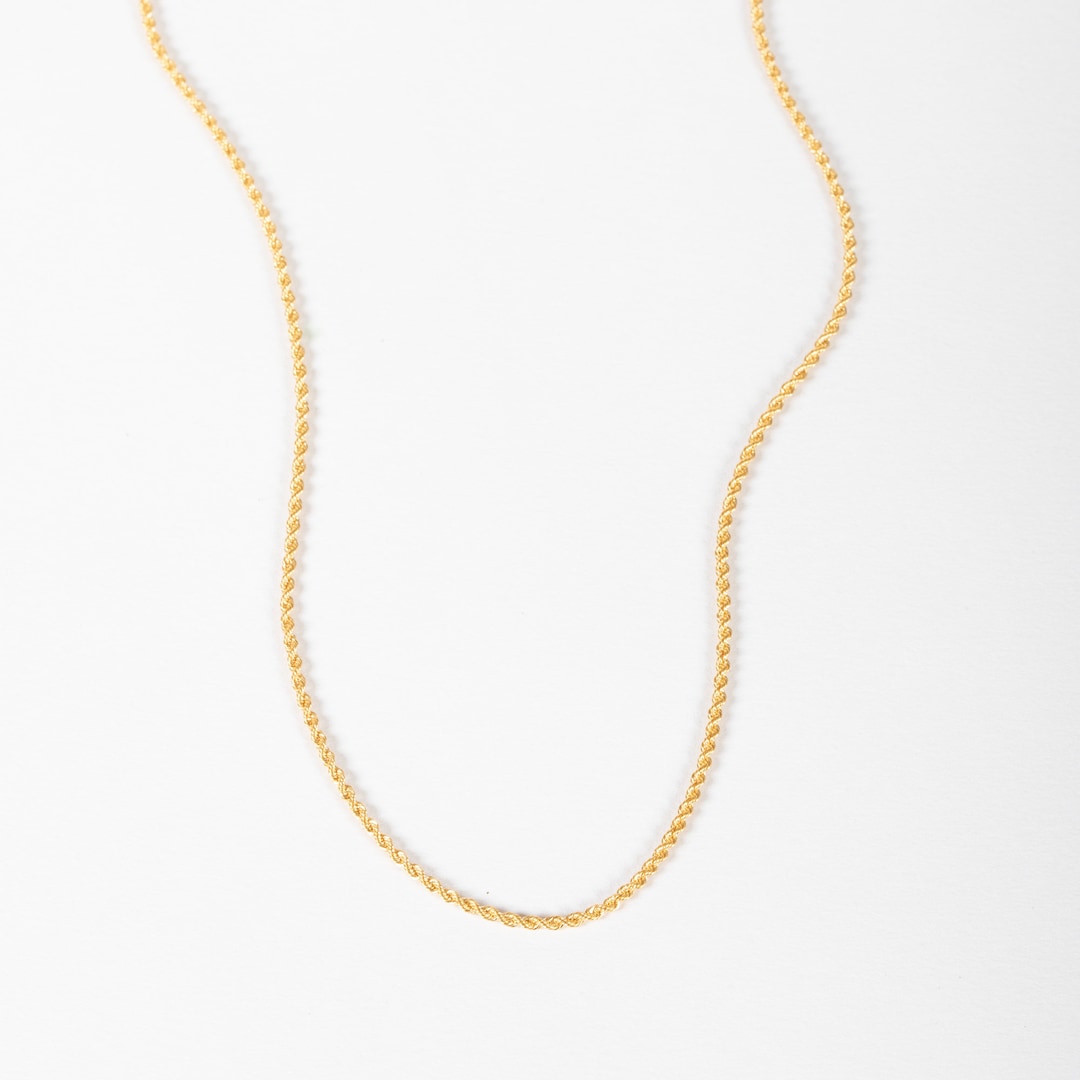 14K Real Gold Rope Chain, Yellow Gold Rope Chain Necklace, 1.65 Mm Rope ...