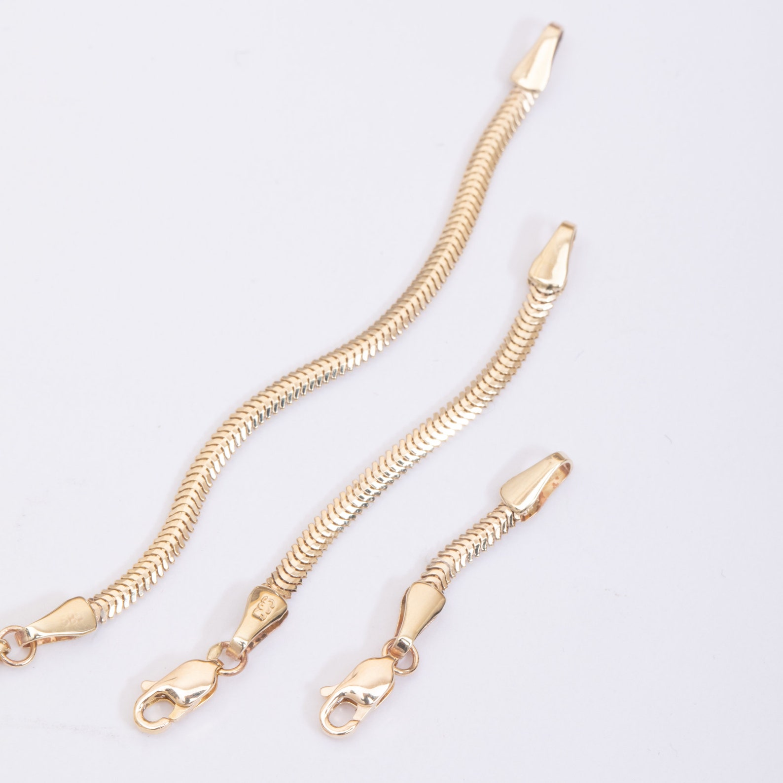 Herringbone Chain Extender, 14K Solid Gold Polished Herringbone ...