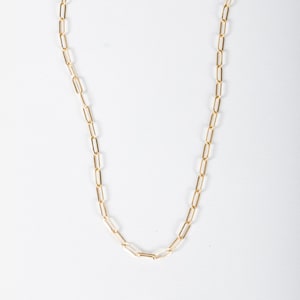 Rectangle Link Chain Necklace, 14K Solid Gold Paper Clip Bracelet, 2.60 ...
