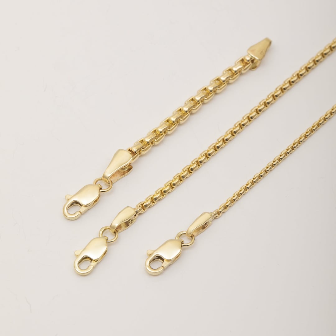 Thick Box Chain Extender in 14K SOLID Gold, Round Box Chain, Extension ...