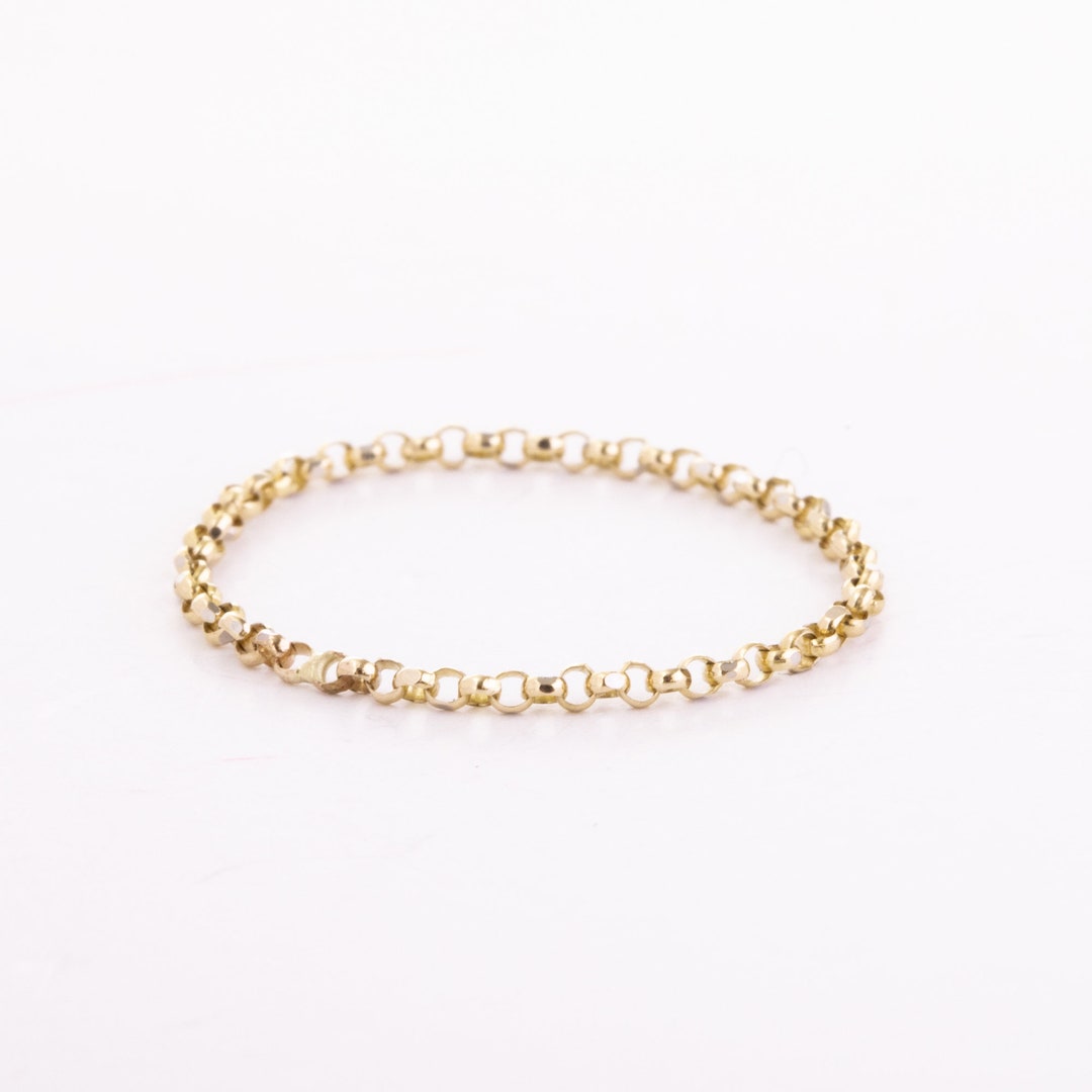 1.20 Mm Rolo Chain Ring, 14K Real Gold Round Rolo Link Chain Ring ...