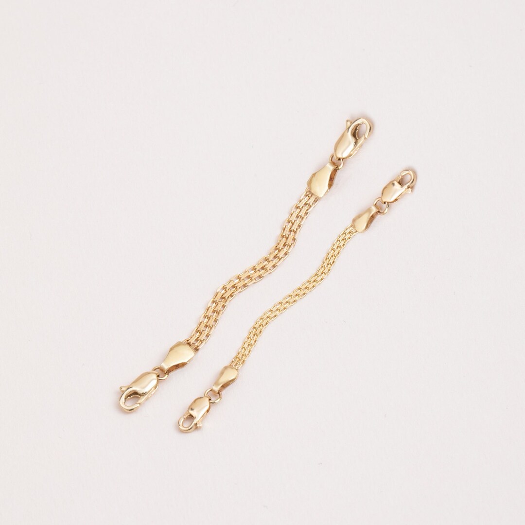 Two Lobster Closure Bismarck Curb Extension Chain 14K Solid - Etsy