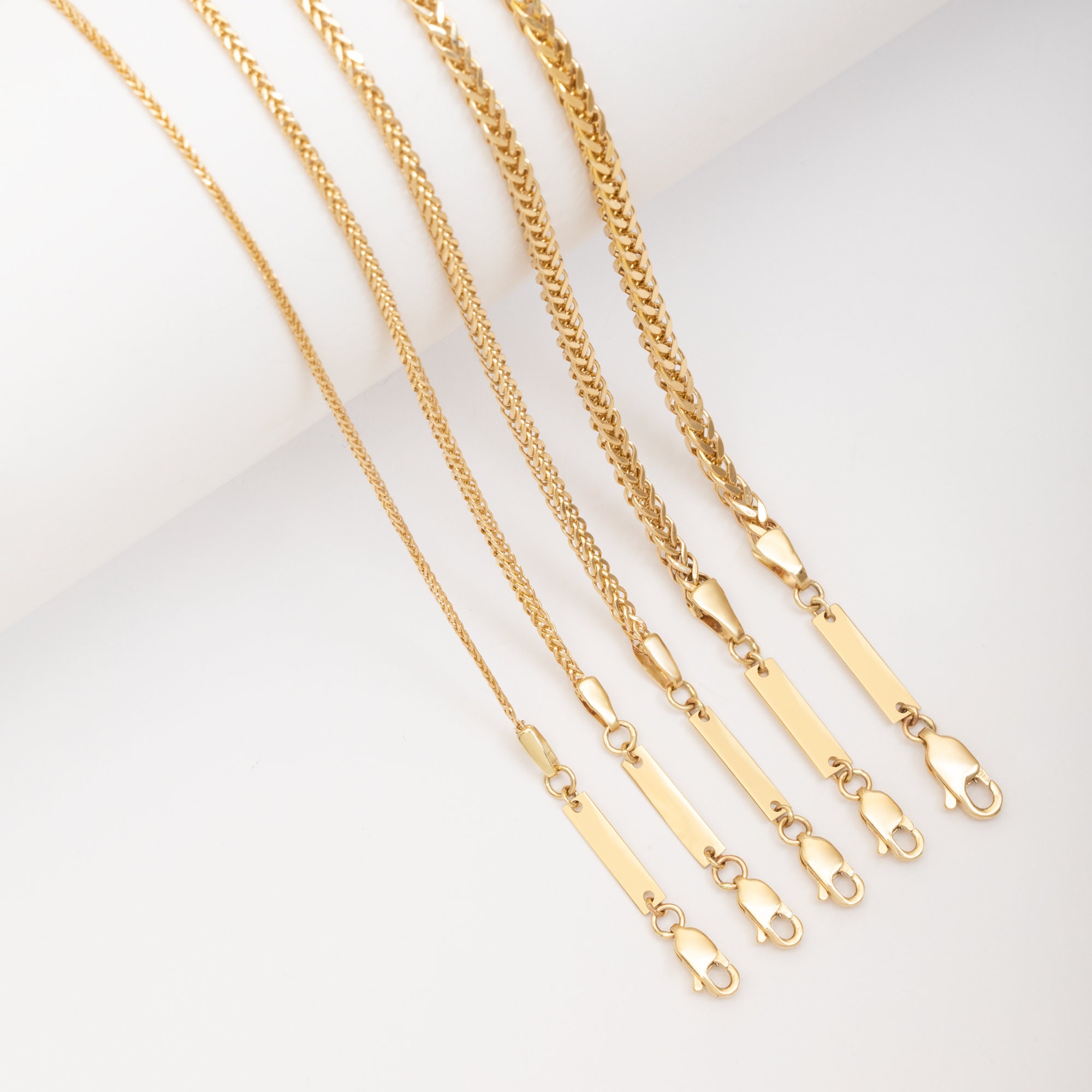Wheat Chain Bracelet in 14K Real Gold, Yellow Gold Chain Bracelet ...