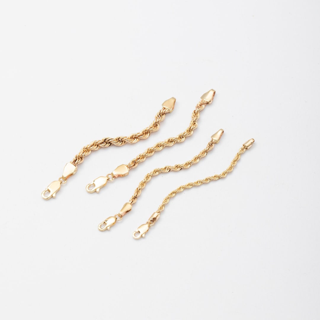 Rope Chain Extender, 14K Real Gold Twisted Rope Extension Chain, Fancy ...
