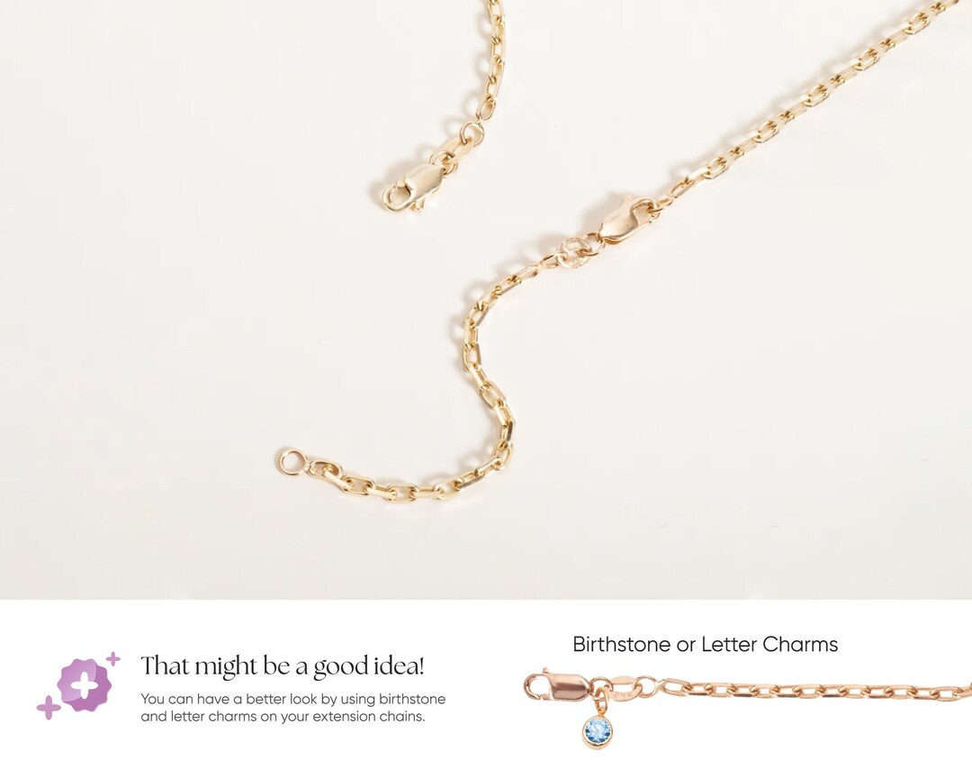 2.30 Mm Cable Extension Chain, 14K 18K Real Thick Cable Chain Extender ...