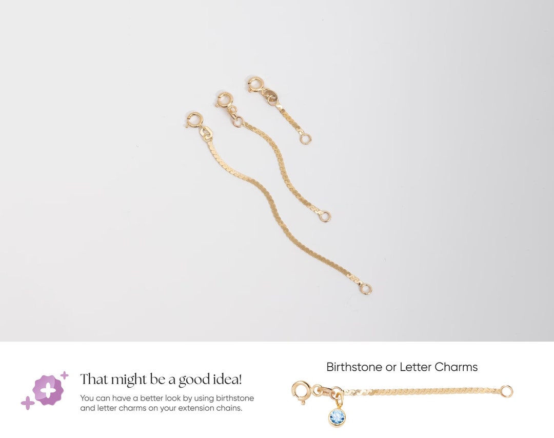 Serpentine Chain Extender, 14K Solid Gold S Link Extension Chain, Tiny ...