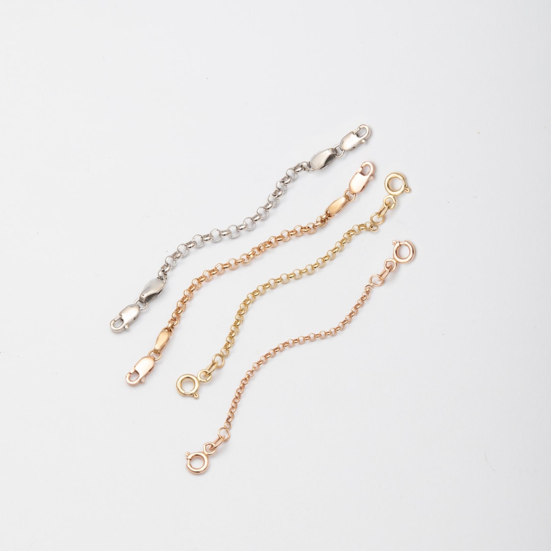 Real 14K Gold Rolo Cable Extension Chain, Two Sided Lobster Claw Rolo ...