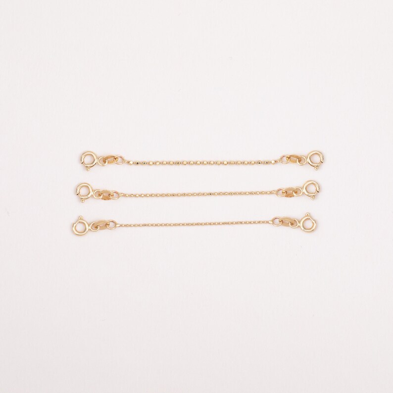 Double Spring Ring Closure Ball Bead Extender, 14K Real Solid Dainty ...