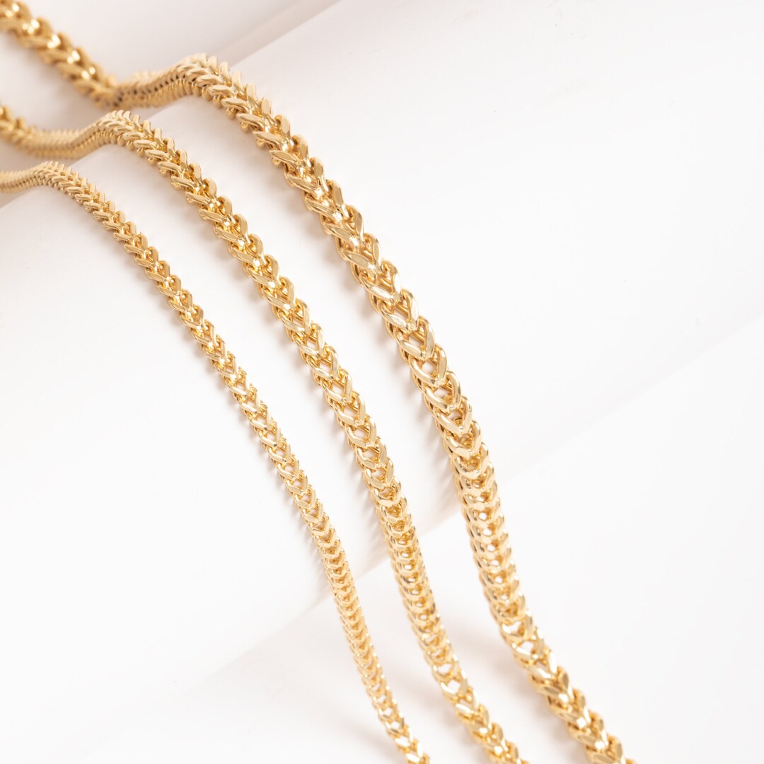 14K Gold Franco Box Chain 2.4-4.0mm, Luxurious Men's & Women's Diamond ...