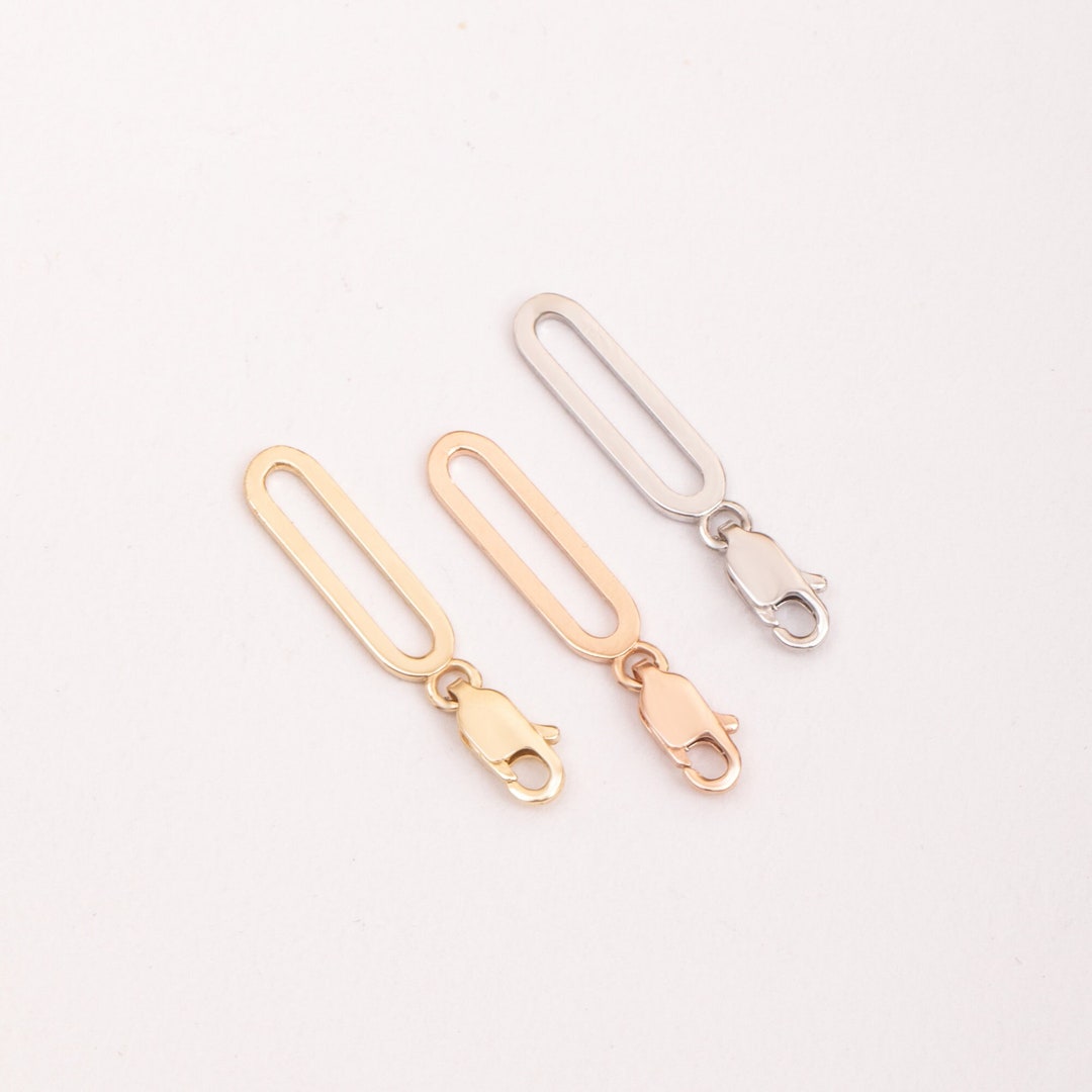 14K or 18K Solid Gold Chain Link Jewelry Extender Elongating the Length ...