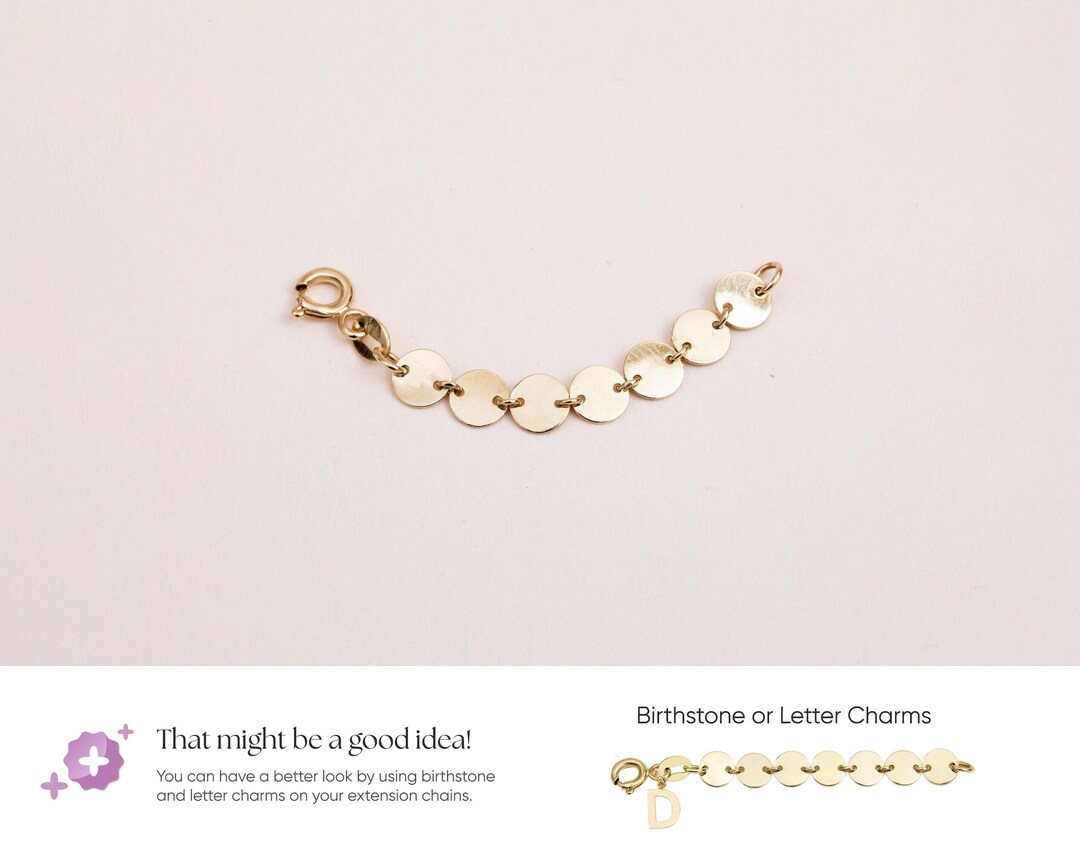 4 Mm Discs Extender for Necklace or Bracelet, 14K 18K Solid Gold ...