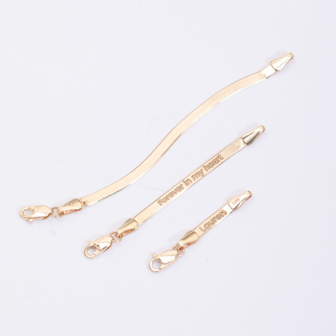 Flat Snake Chain Extender, Custom Engraved Herringbone Extension Chain ...