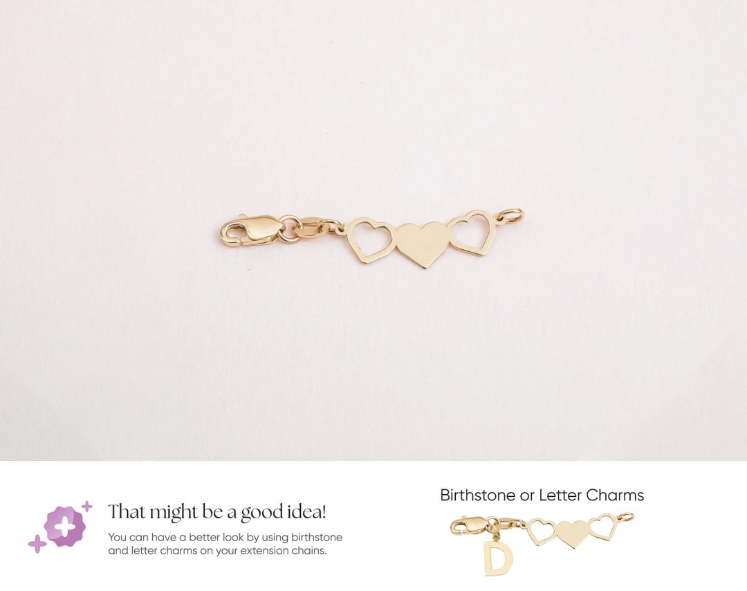 Open Heart Links for Necklace or Bracelet, 14K 18K Solid Gold Heart ...