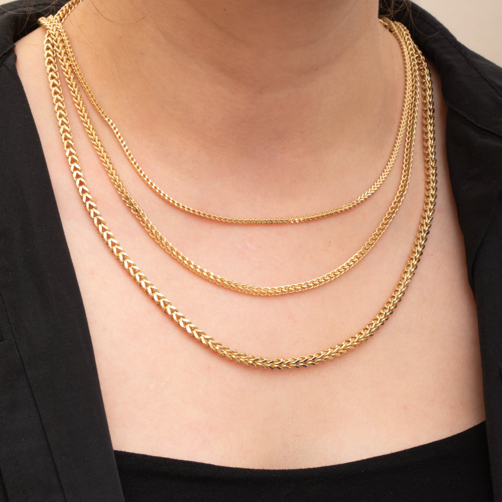 14K Gold Franco Box Chain 2.4-4.0mm, Luxurious Men's & Women's Diamond ...