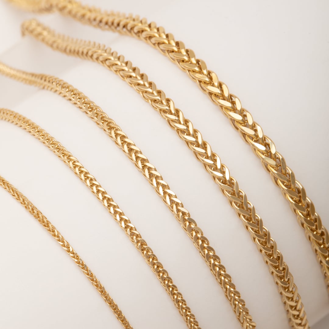 14K Real Gold Wheat Chain Necklace, Solid Gold Wheat Chain Necklace ...