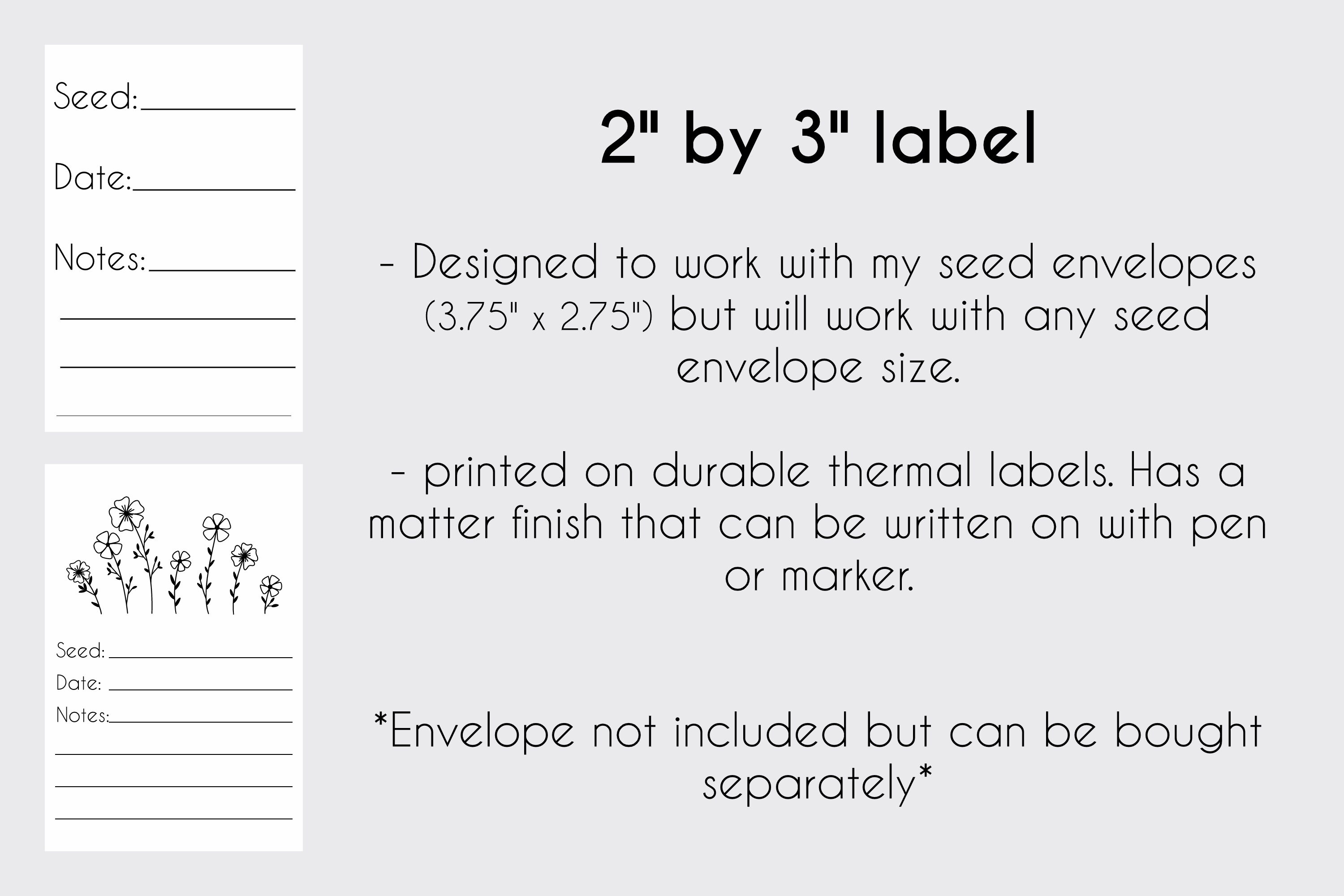 Seed Envelope Labels | Seed Labels | 2 X 3 Label | Set of 5 Labels - Etsy