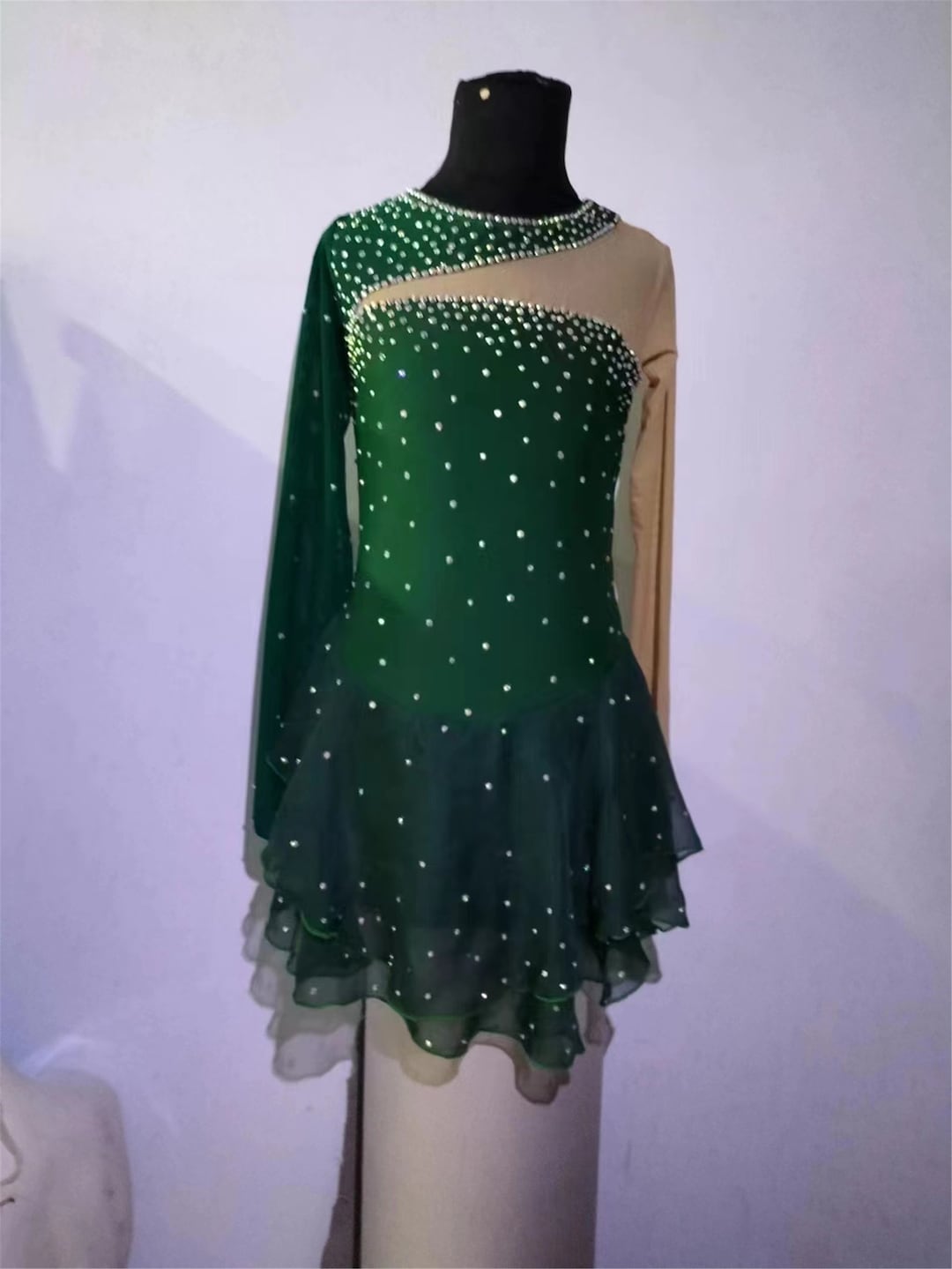 Green Ice Dance Dress for Girls - Etsy