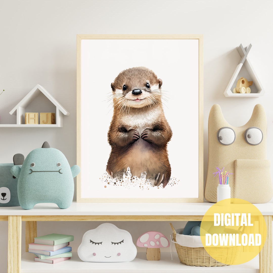 Baby Otter Wall Art, Printable Digital Download, Nursery Prints, Otter ...