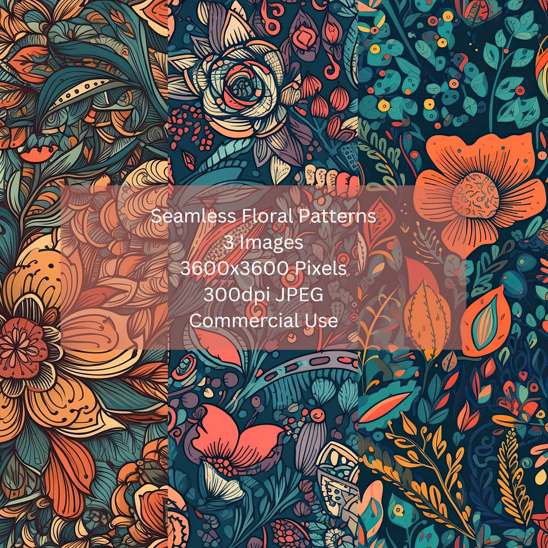 Colourful Earthy Flower Pattern, SEAMLESS Pattern Print, Commercial Use ...