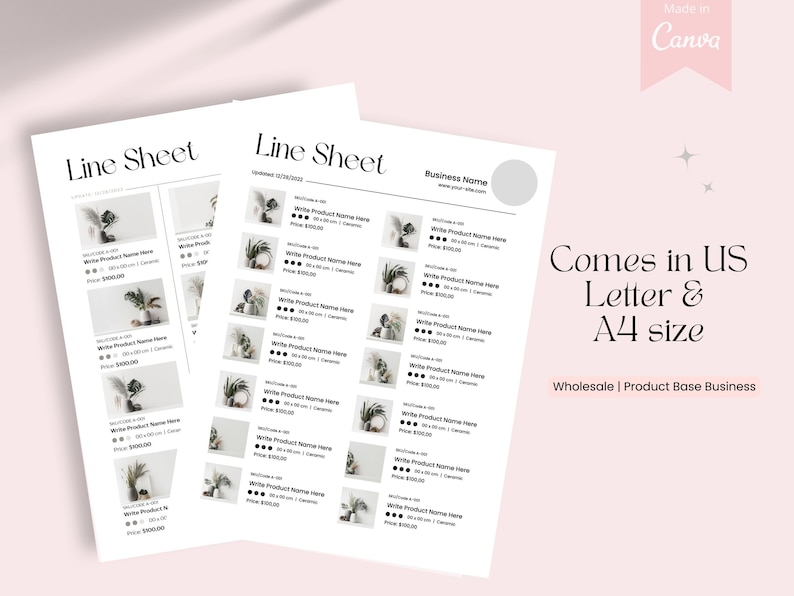Canva Line Sheet Template: Wholesale Catalogue, Price Guide (digital Download) - Etsy