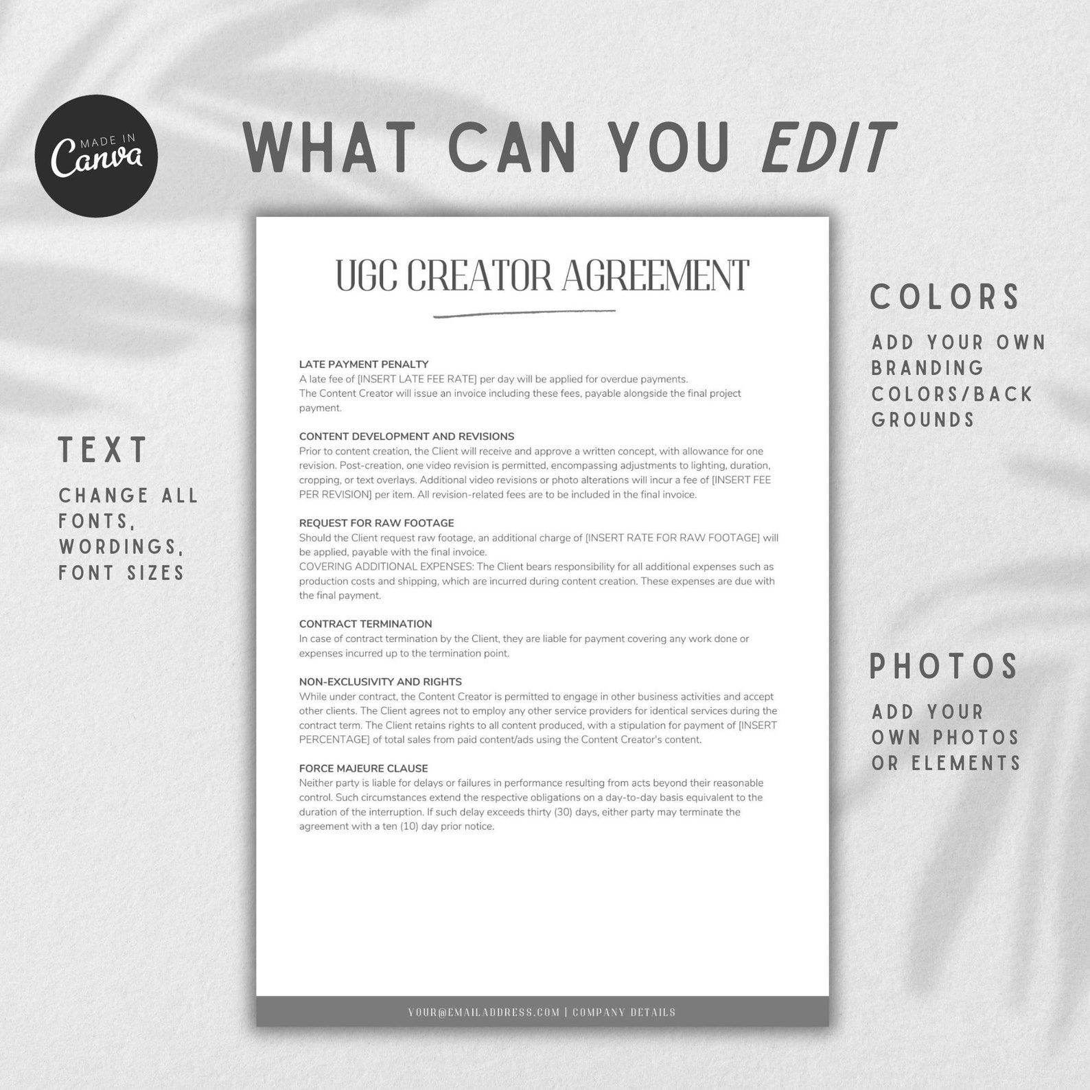 UGC Creator Contract Canva Template, Influencer Contract, UGC Template ...