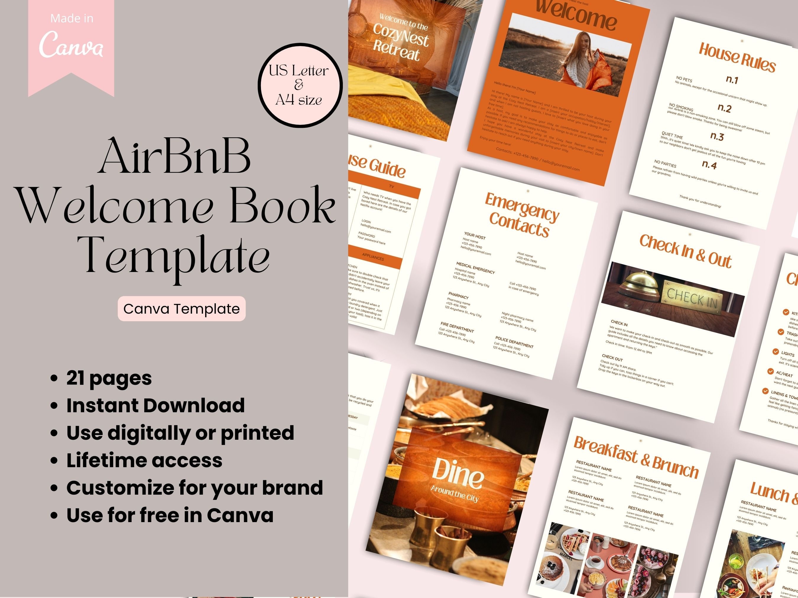 Airbnb Host Bundle Template Welcome Book Airbnb Template, Editable ...