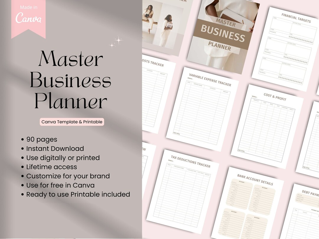 Undated Business Planner Printable , Business Planner Template, Small ...