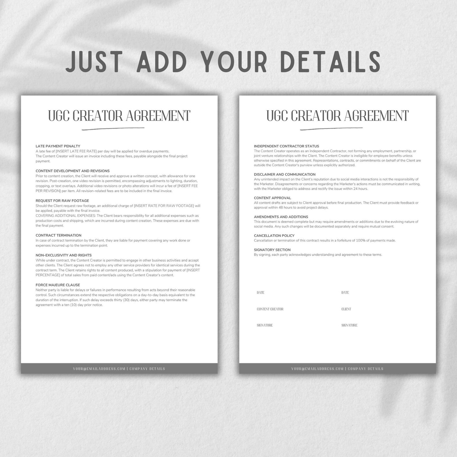 UGC Creator Contract Canva Template, Influencer Contract, UGC Template ...