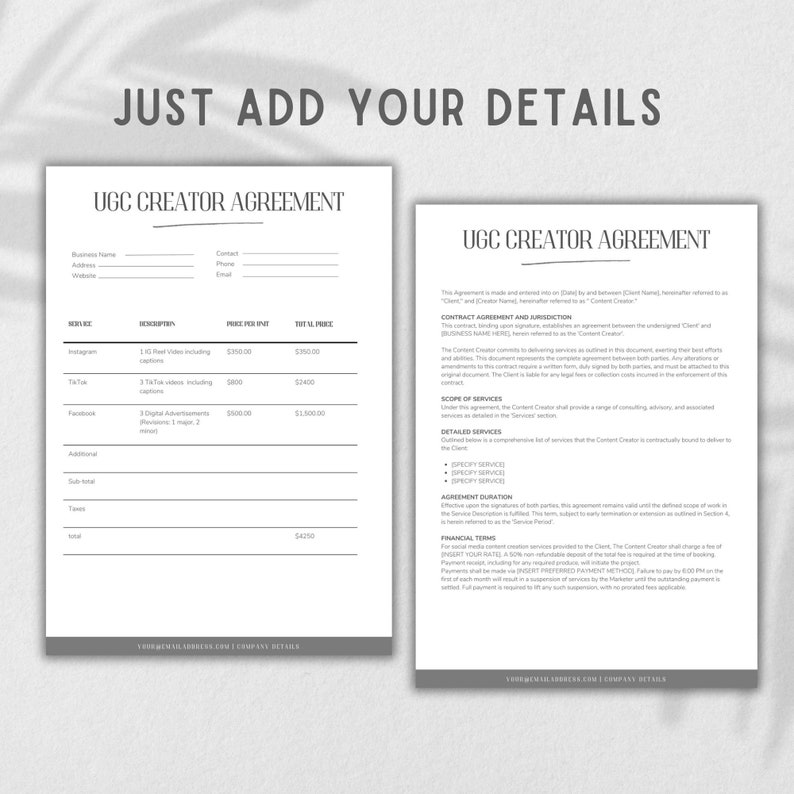 UGC Creator Contract Canva Template, Influencer Contract, UGC Template ... UGC Creator Contract Canva Template, Influencer Contract, UGC Template ...