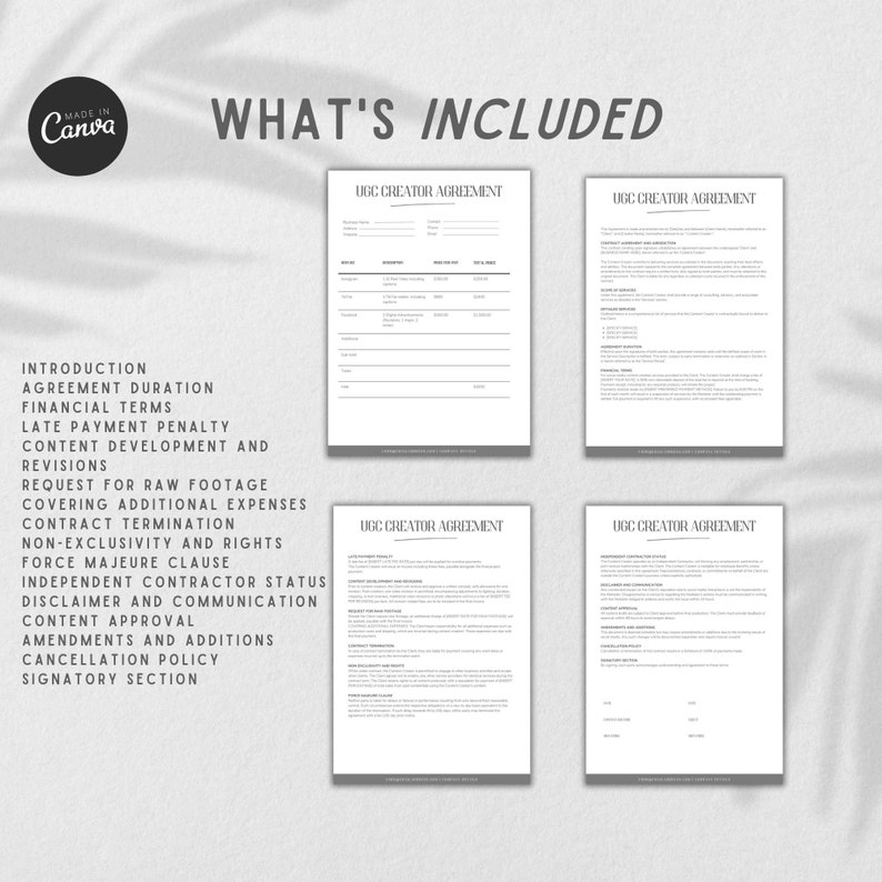 UGC Creator Contract Canva Template, Influencer Contract, UGC Template ... UGC Creator Contract Canva Template, Influencer Contract, UGC Template ...