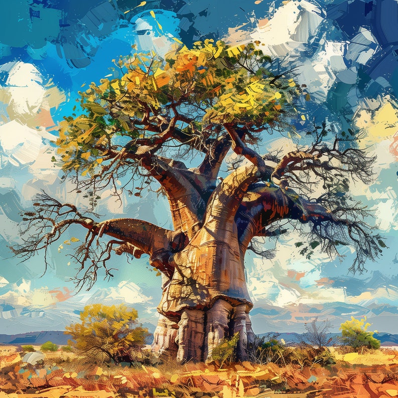 Baobab Tree Painting, Digital Print for Immediate Download, Wall Art ...