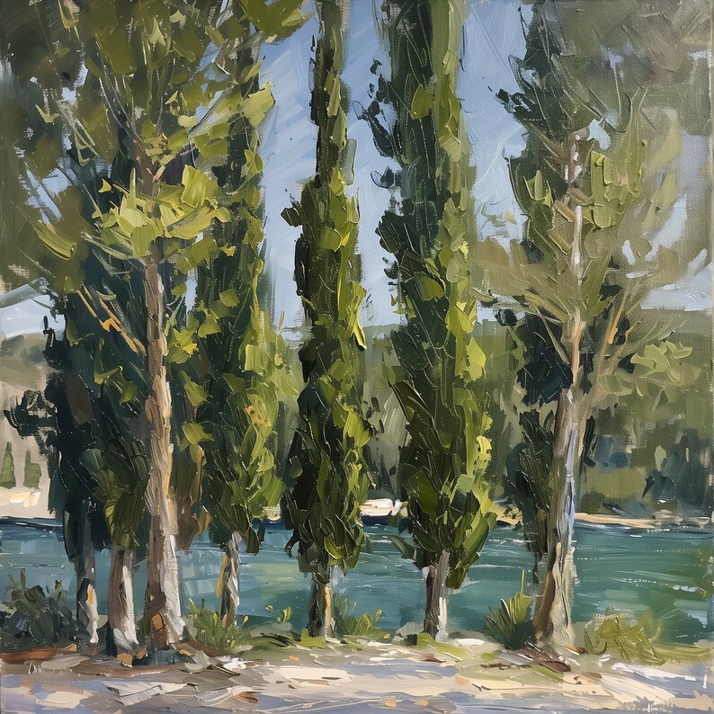 Cypress Tree Oil Painting, Digital Print for Immediate Download, Fine ...