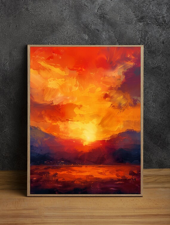 Sunset Background Painting Sunset Bliss Landscape Wall Mural | Ever