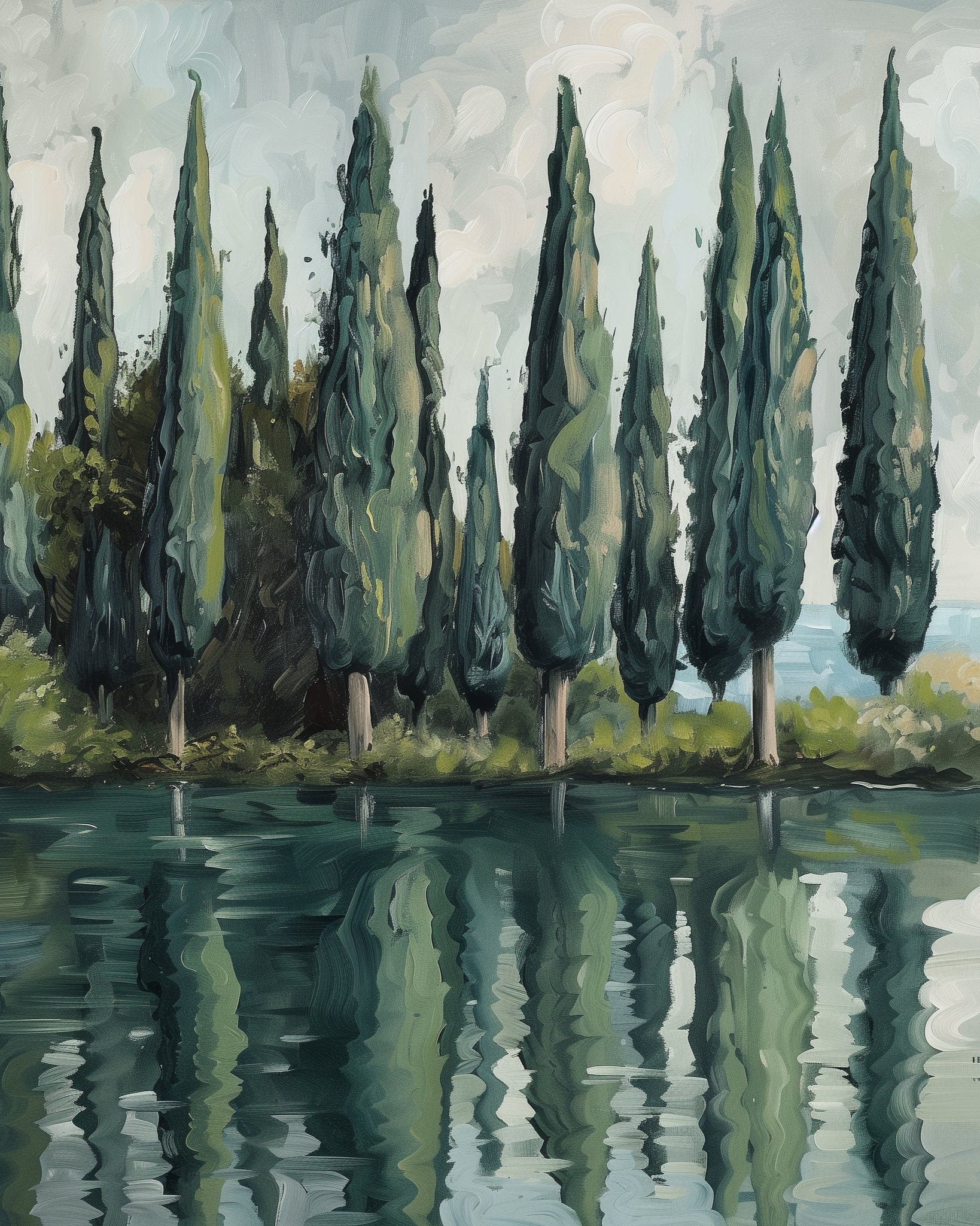 Cypress Tree Oil Painting, Digital Print for Immediate Download, Wall ...