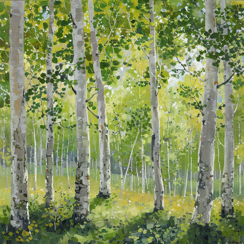 Aspen Trees Painting, Digital Print for Immediate Download, Wall Art ...