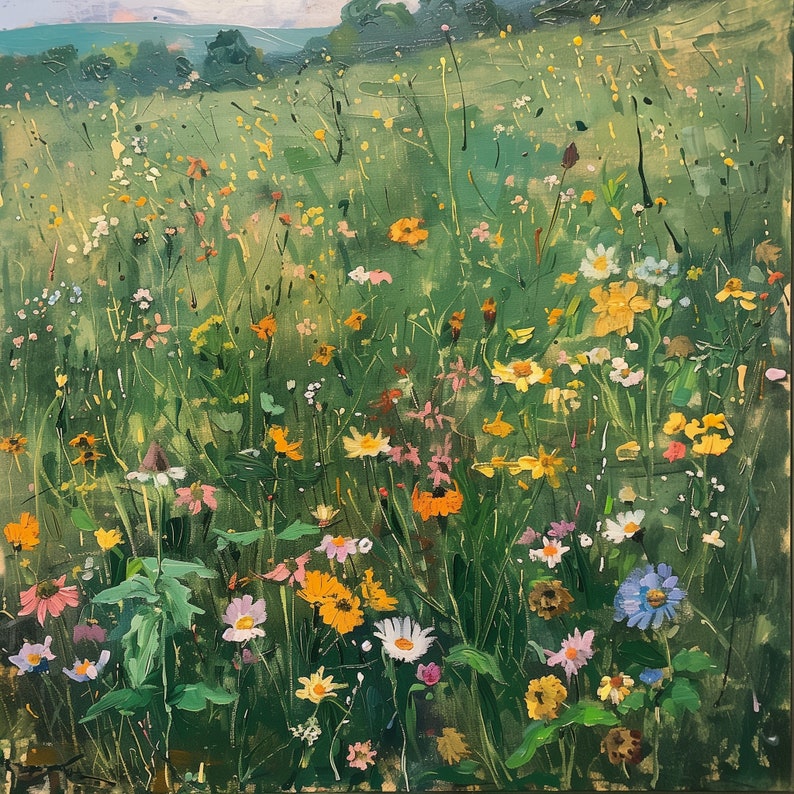 Wildflower Field Painting, Manet Style, Fine Art Print (digital ...