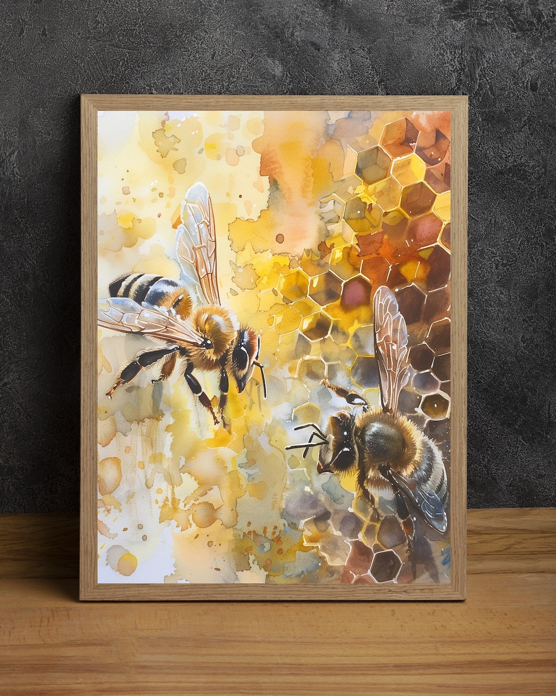 Honeycomb Watercolor Painting, Digital Print for Immediate Download ...