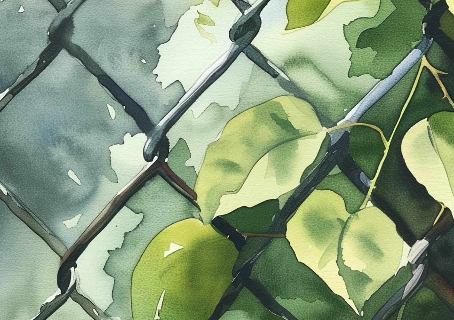 Chain Link Vines Watercolor Painting, Digital Print for Immediate ...