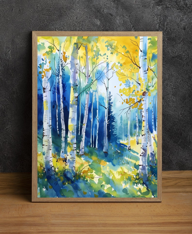 Aspen Tree Watercolor Painting, Digital Print for Immediate Download ...