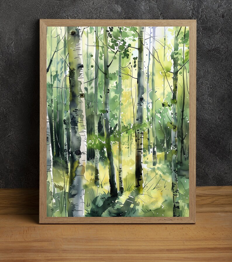 Aspen Tree Watercolor Painting, Vivid Floral Art (digital Print) - Etsy