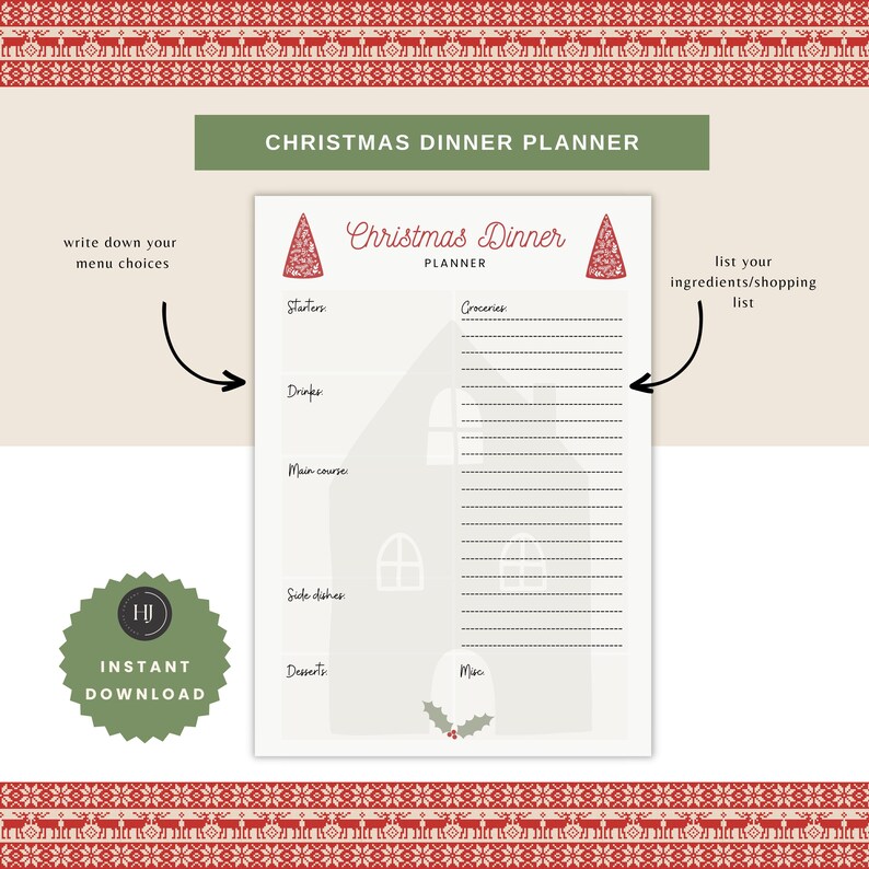 Christmas Dinner Planner Christmas Dinner List Christmas Dinner Menu ...